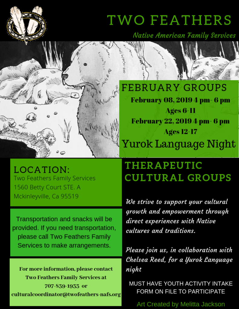 Therapeutic Cultural Groups: Yurok Language Night - Two Feathers